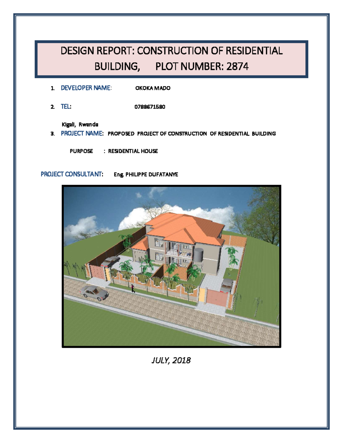 Construction of recidensial building - DESIGN REPORT: CONSTRUCTION OF ...