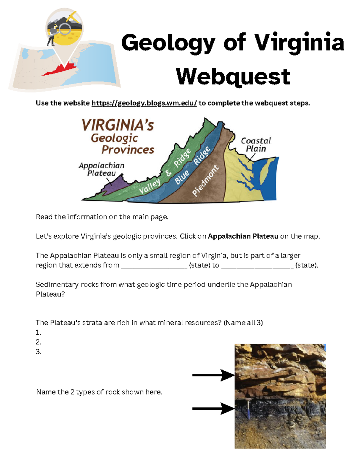 Geologyof Virginia Web Quest-1 - Geology of Virginia Webquest Use the ...