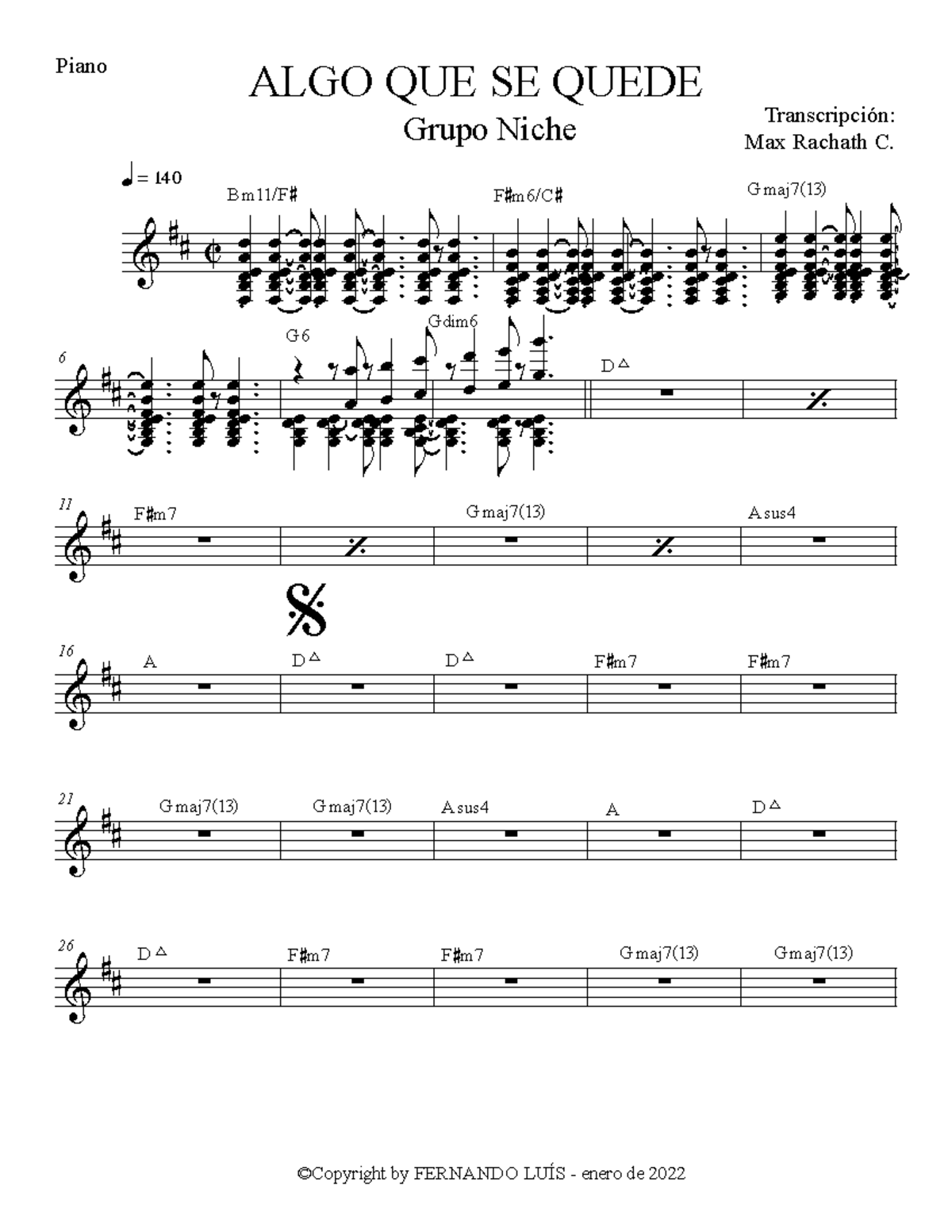 ALGO QUE SE Quede - Piano - % ∀∀ Β œ œœ œ œ œ − œ œœ œ œ œ ι œ œœ œ œ œ ...