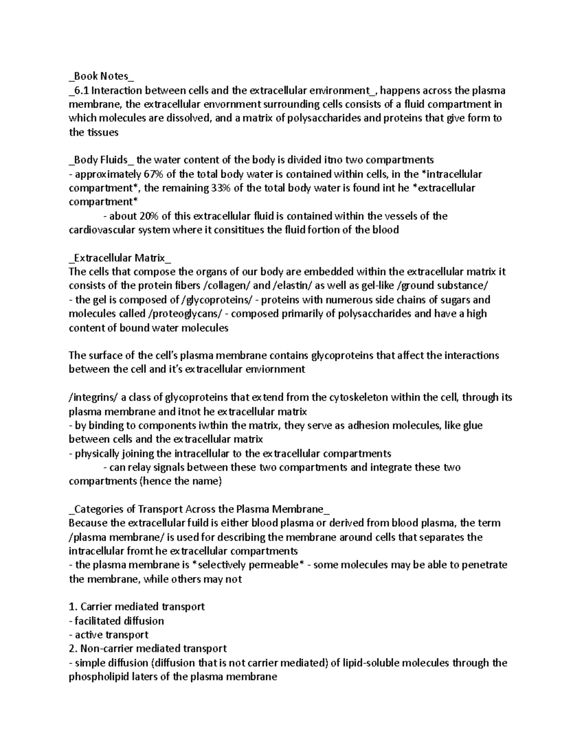 Human Physiology Chapter 6 Notes - Book Notes 6 Interaction between ...
