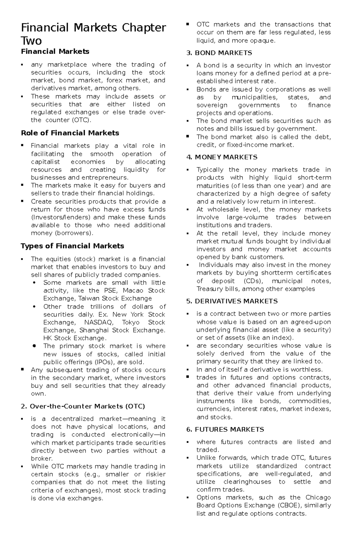 Financial Markets Chapter Two - Financial Markets Chapter Two Financial ...