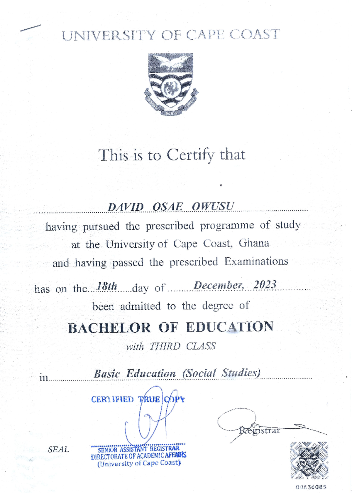 Cert - i completed 2023 in university of cape coast with second class ... Cert - i completed 2023 in university of cape coast with second class ...