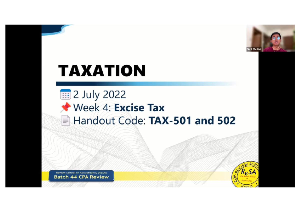 Excise Tax - Intermediate Accounting 1 - Studocu