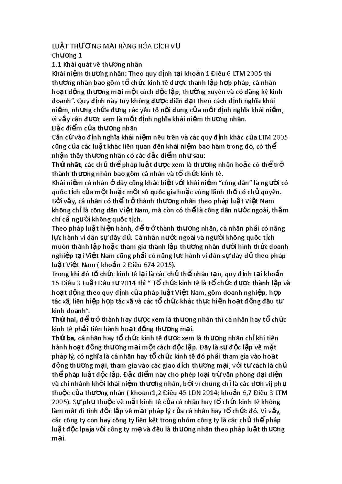 LUẬT THƯƠNG MẠI HÀNG HÓA DỊCH VỤ - LU ẬT TH ƯƠNG M ẠI HÀNG HÓA D CH V Ị Ụ Ch ương 1 1 Khái quát ...