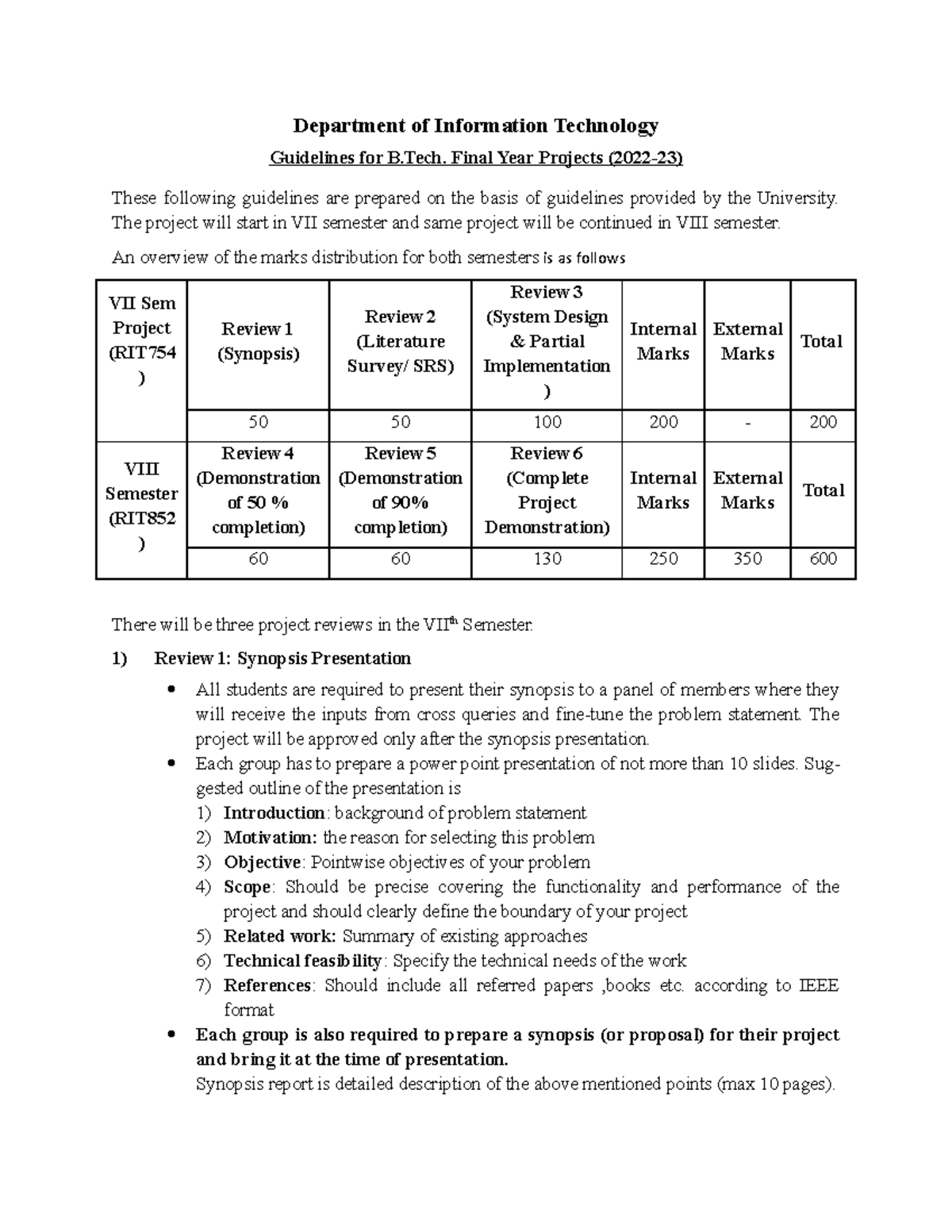 Guidelines for Project 2022-23 - Department of Information Technology ...