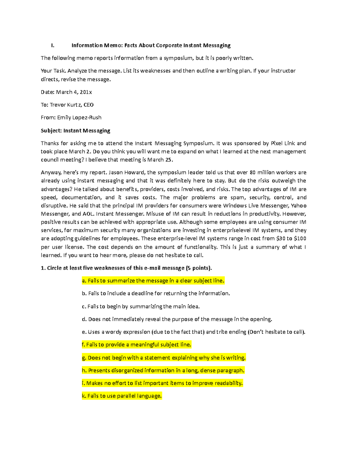 Writing-Task-Chapter-1-5 - I. Information Memo: Facts About Corporate ...