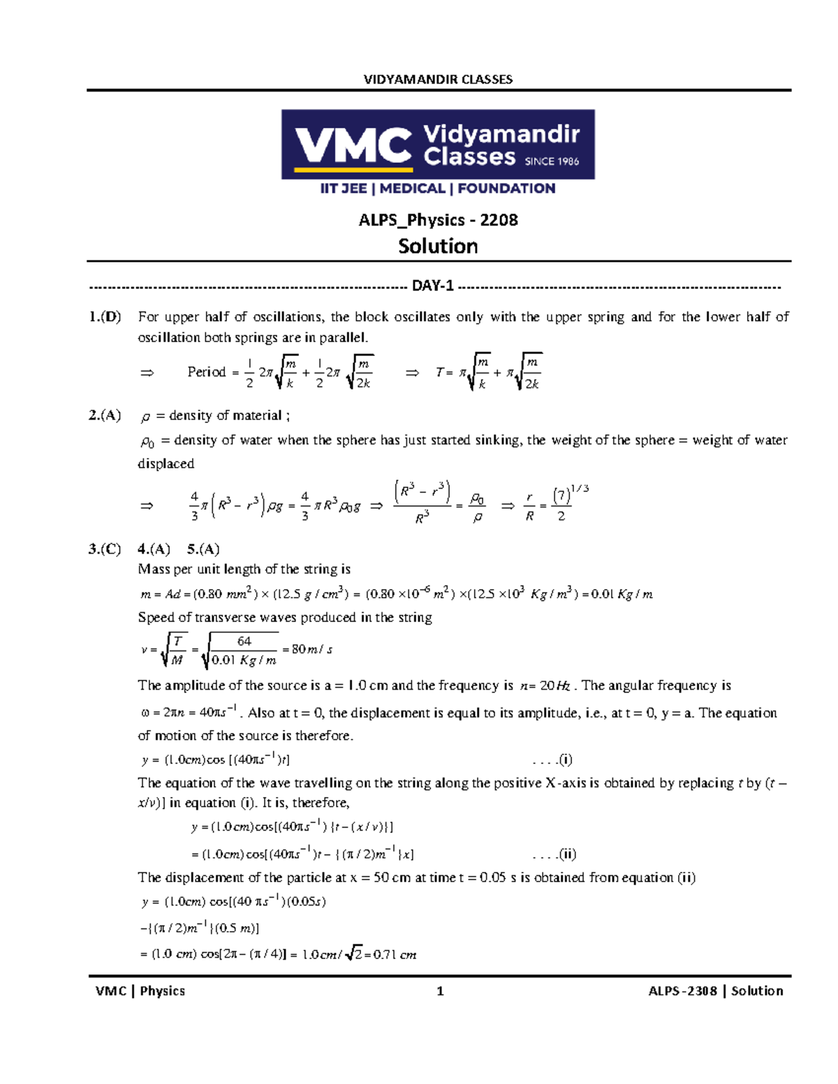 ALPS 2208 Physics Assignment Solution - ALPS_Physics - 2208 Solution ...