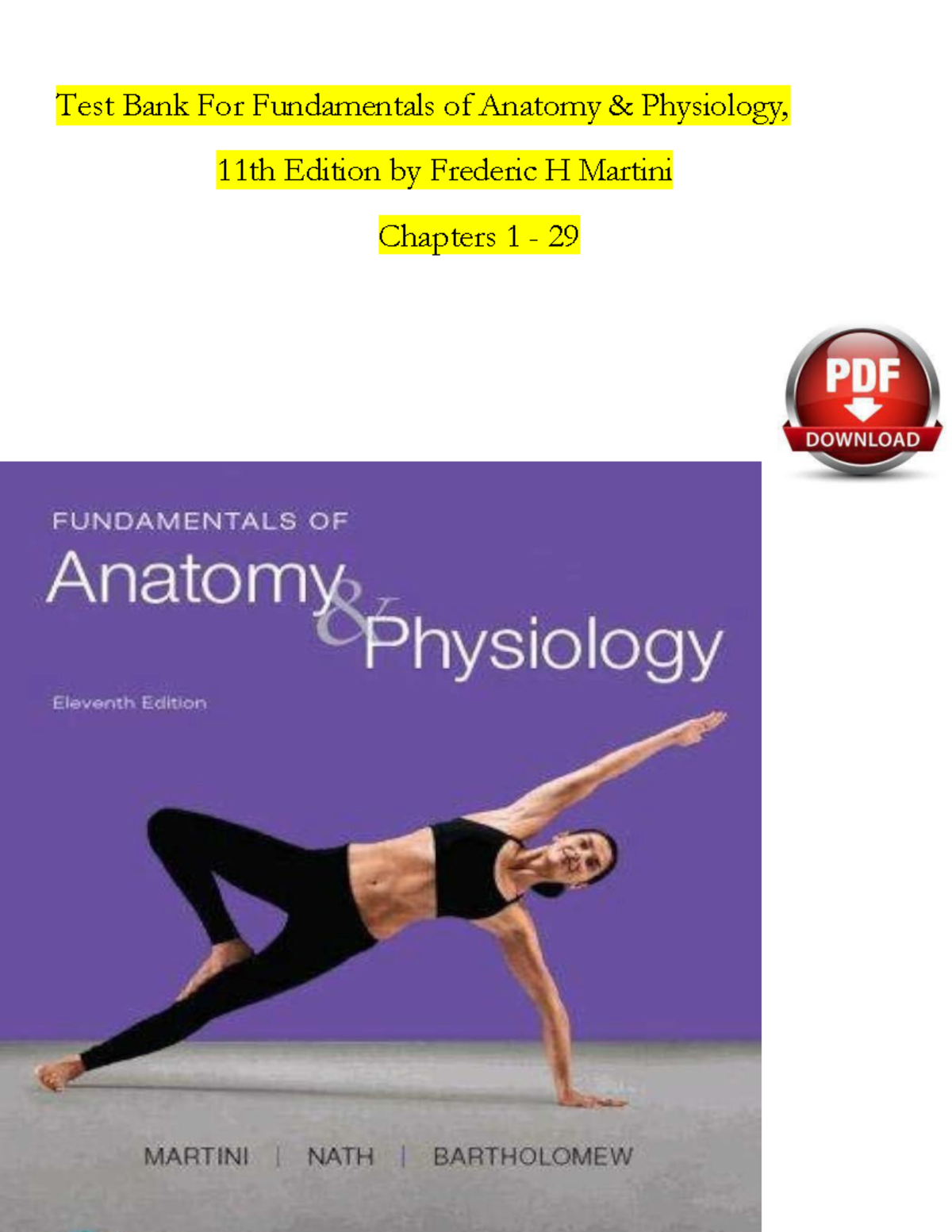 Test bank for fundamentals of anatomy physiology 8th edition by ...