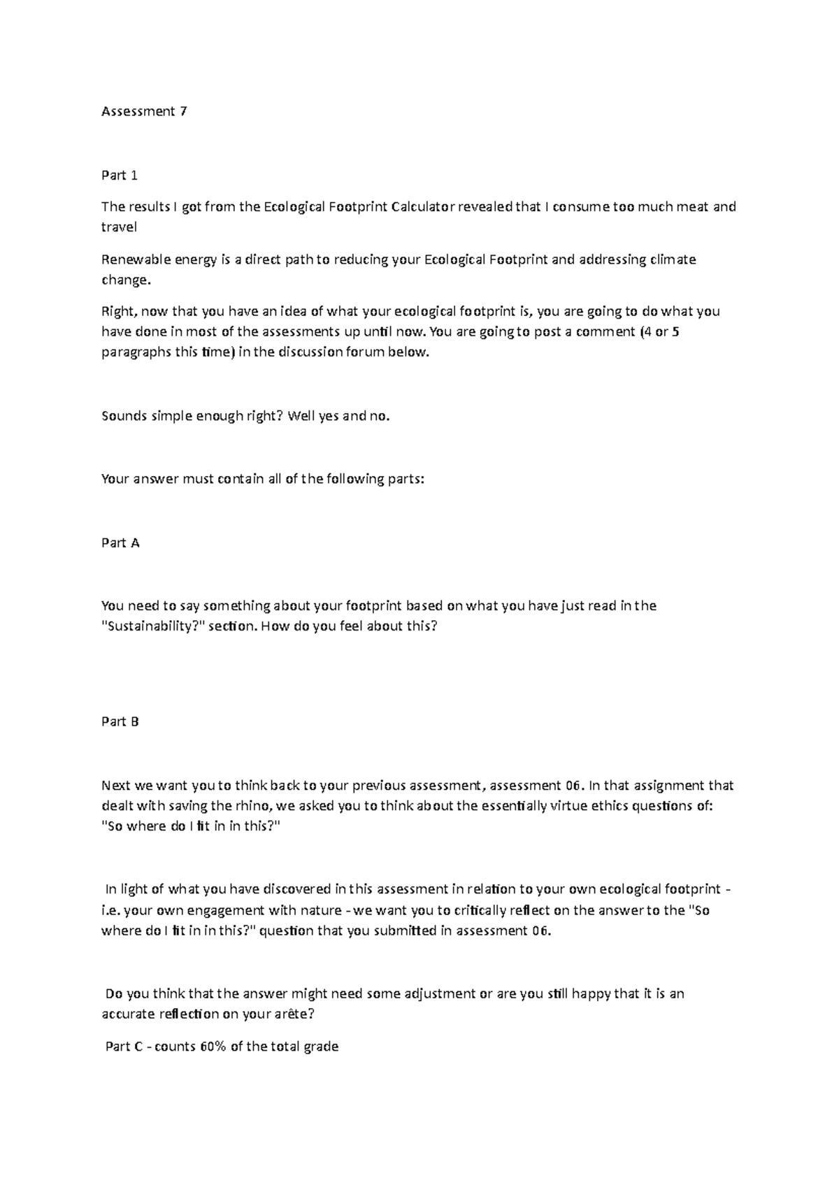 SUS - Compulsory assignment - Assessment 7 Part 1The results I got from ...