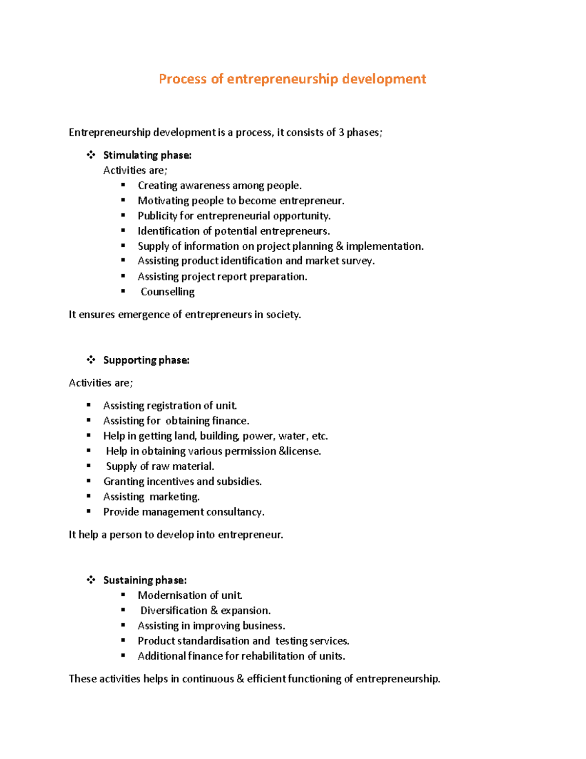 Process of entrepreneurship development - Process of entrepreneurship ...
