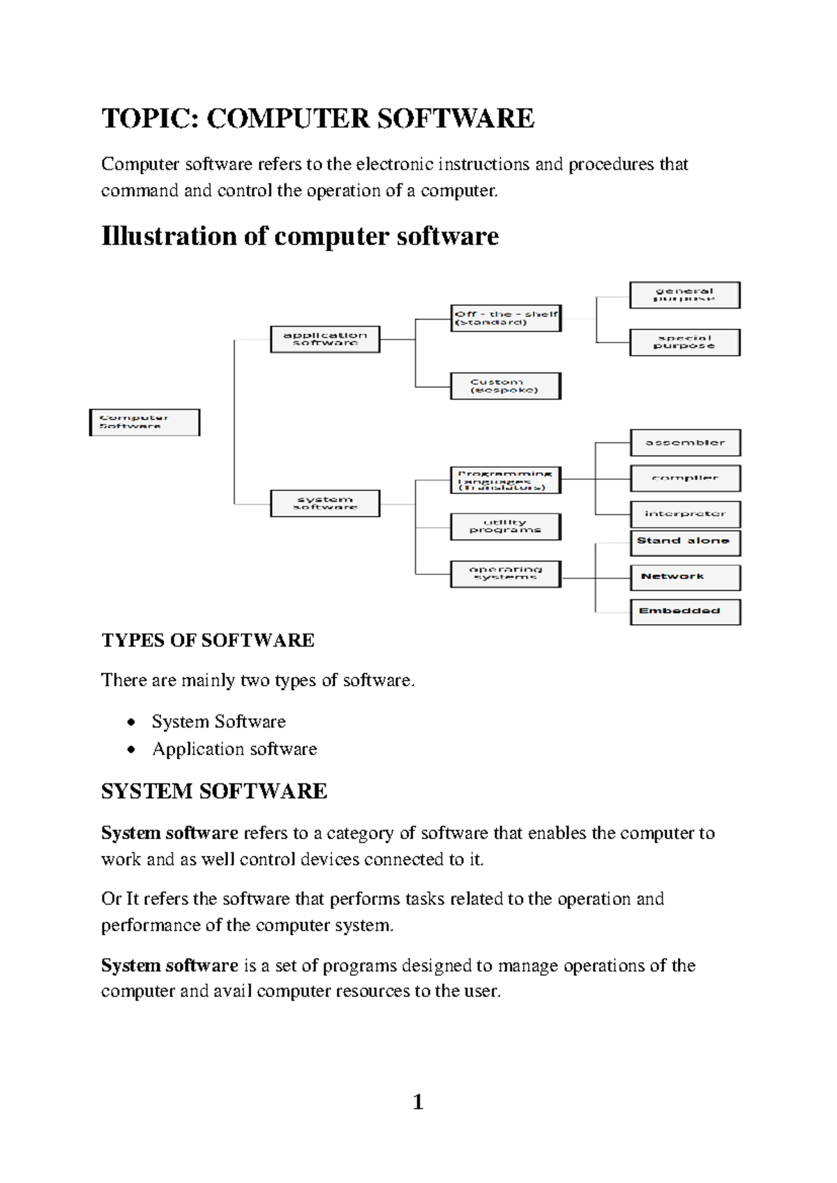 Topic 6- Computer Software - TOPIC: COMPUTER SOFTWARE Computer software ...