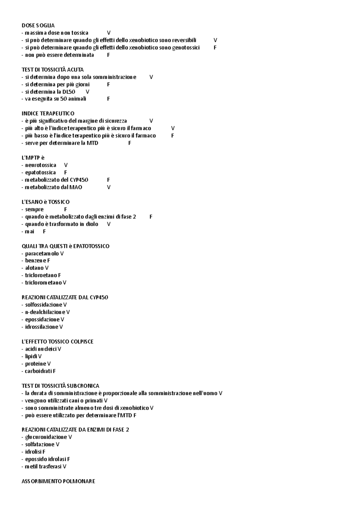 Esempi di Domande - Warning: TT: undefined function: 32 DOSE SOGLIA massima dose non tossica V ...