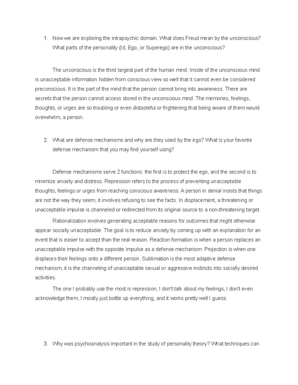 Discussion Board Chapter 9 - Now we are exploring the intrapsychic ...