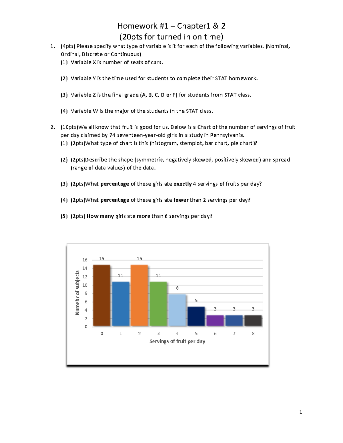 HW #1 - HOMEWORK - Homework #1 – Chapter1 & 2 (20pts for turned in on ...