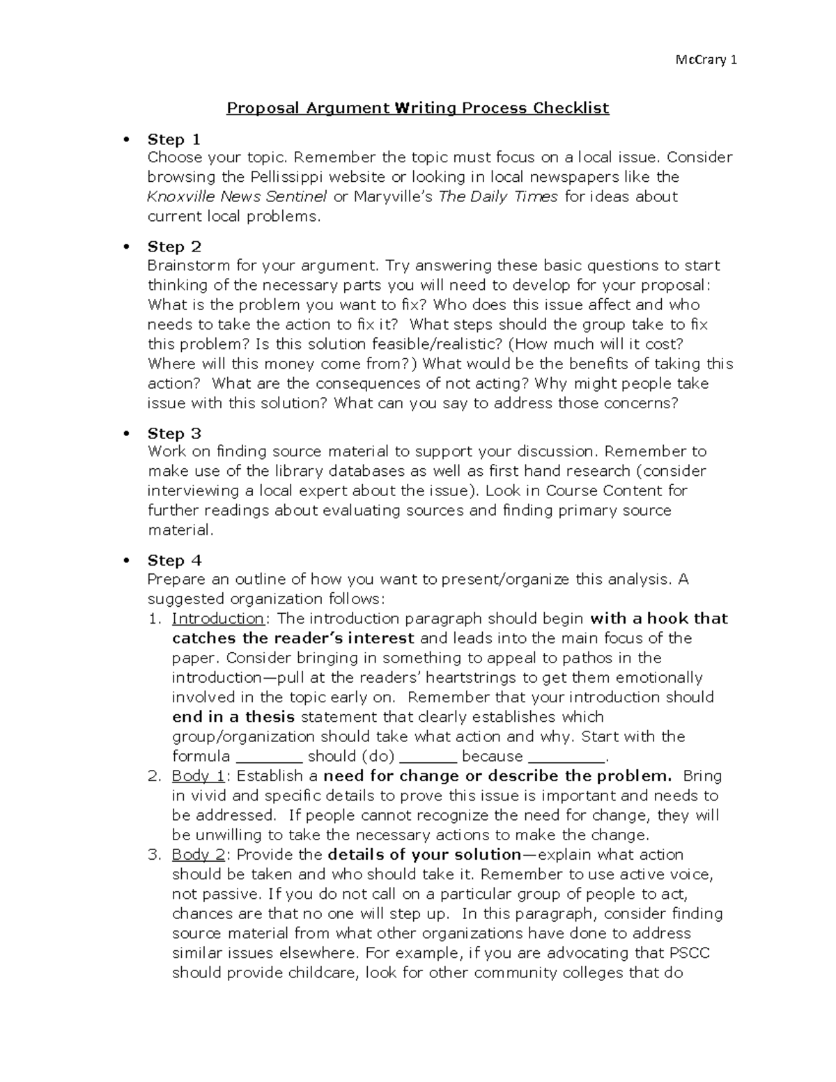 Proposal Argument Checklist (1) FF - McCrary 1 Proposal Argument ...