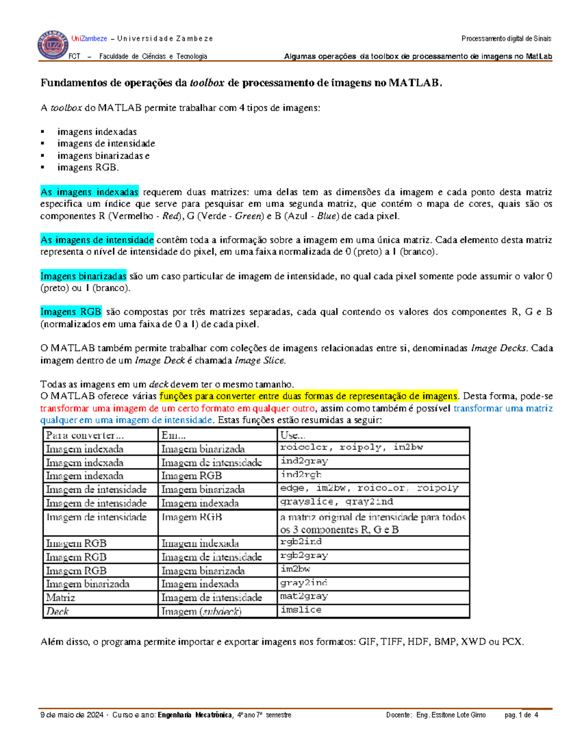 PDS 2024-Exemplos De Programas Em Matlab Prara Suportar Trab-nr 1 - FCT ...