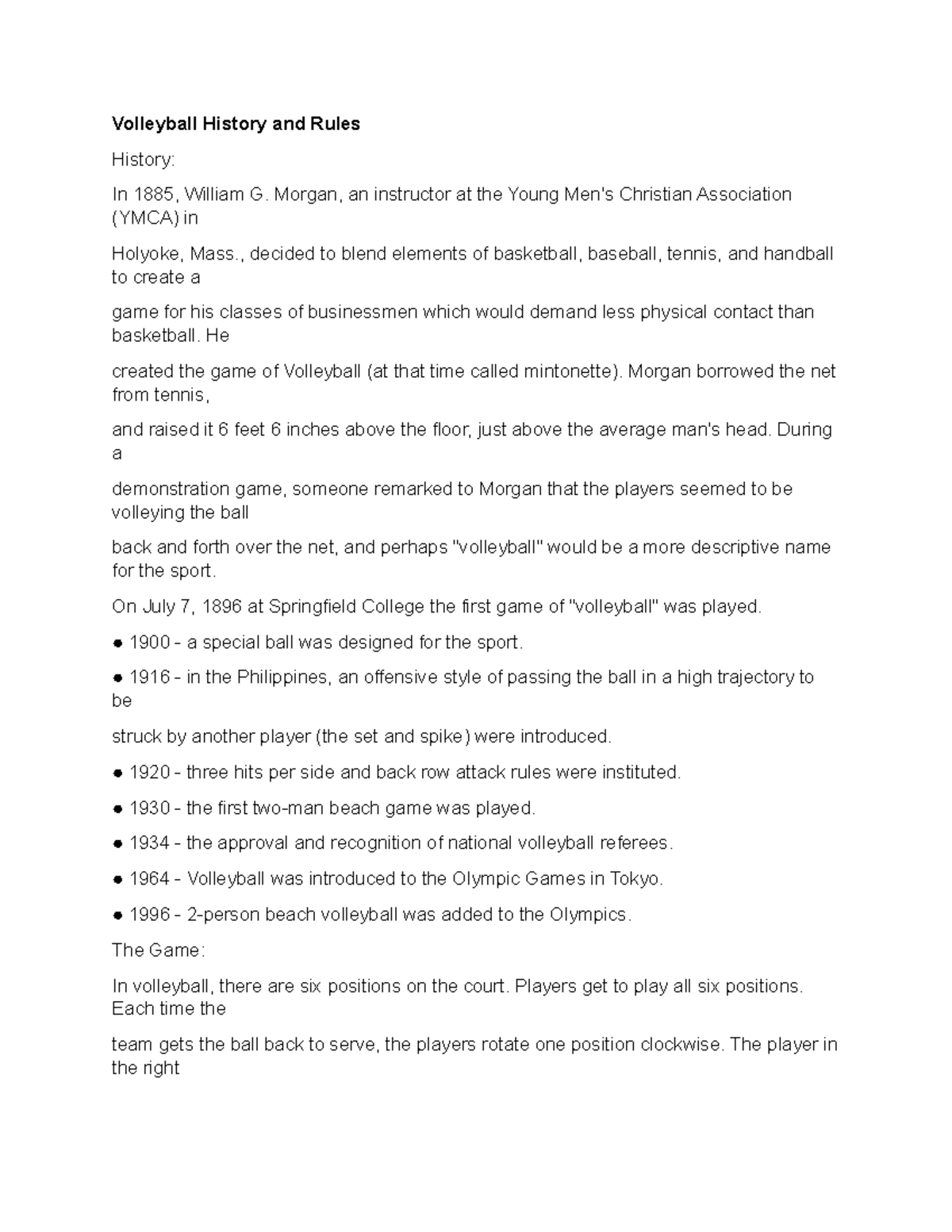 Volleyball History and Rules 3 - Volleyball History and Rules History ...