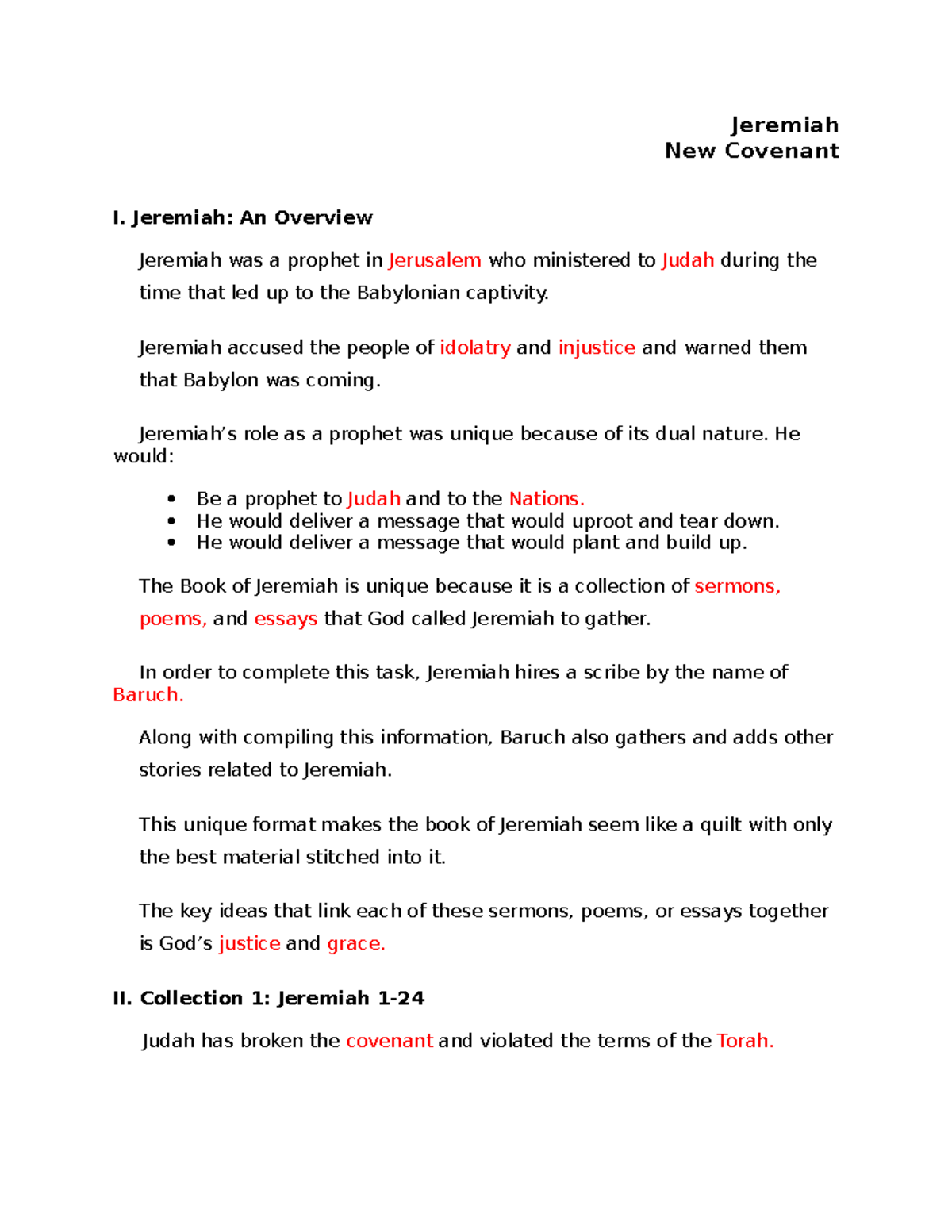 Jeremiah-Lamentations Class Presentation Notes - Jeremiah New Covenant ...