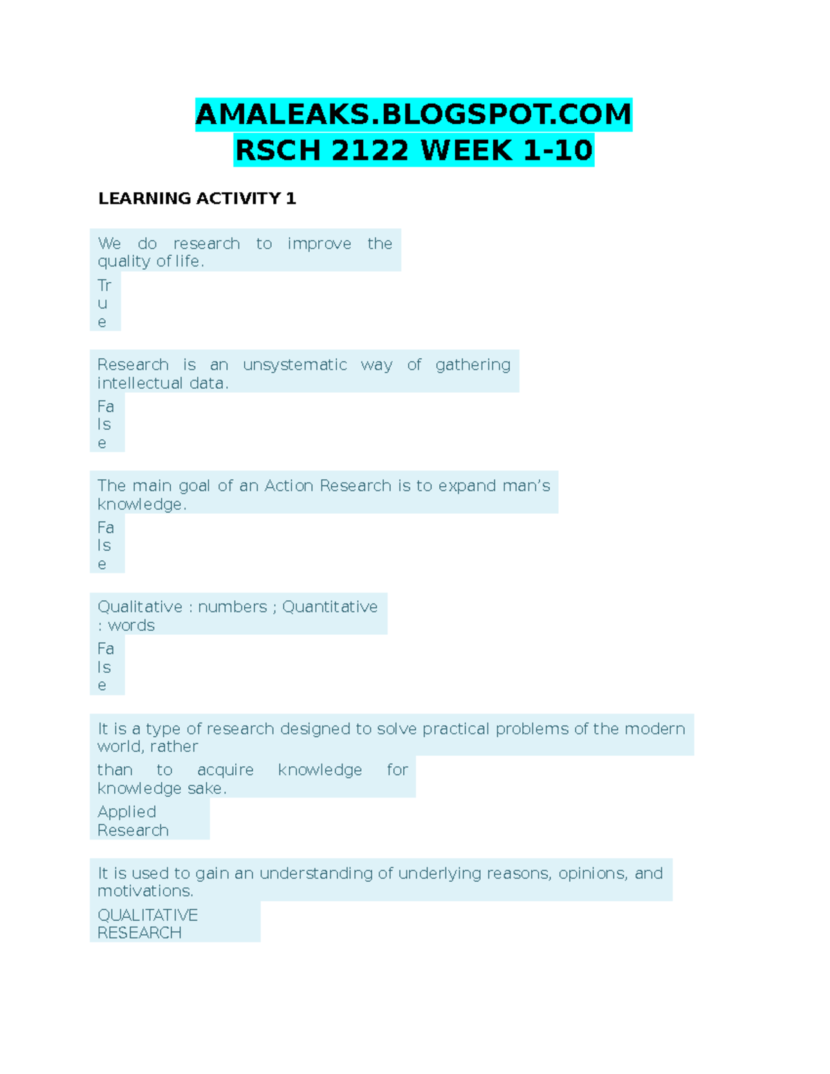 [ Amaleaks. Blogspot.COM] RSCH-2122-WEEK-1-10 - AMALEAKS.BLOGSPOT RSCH ...