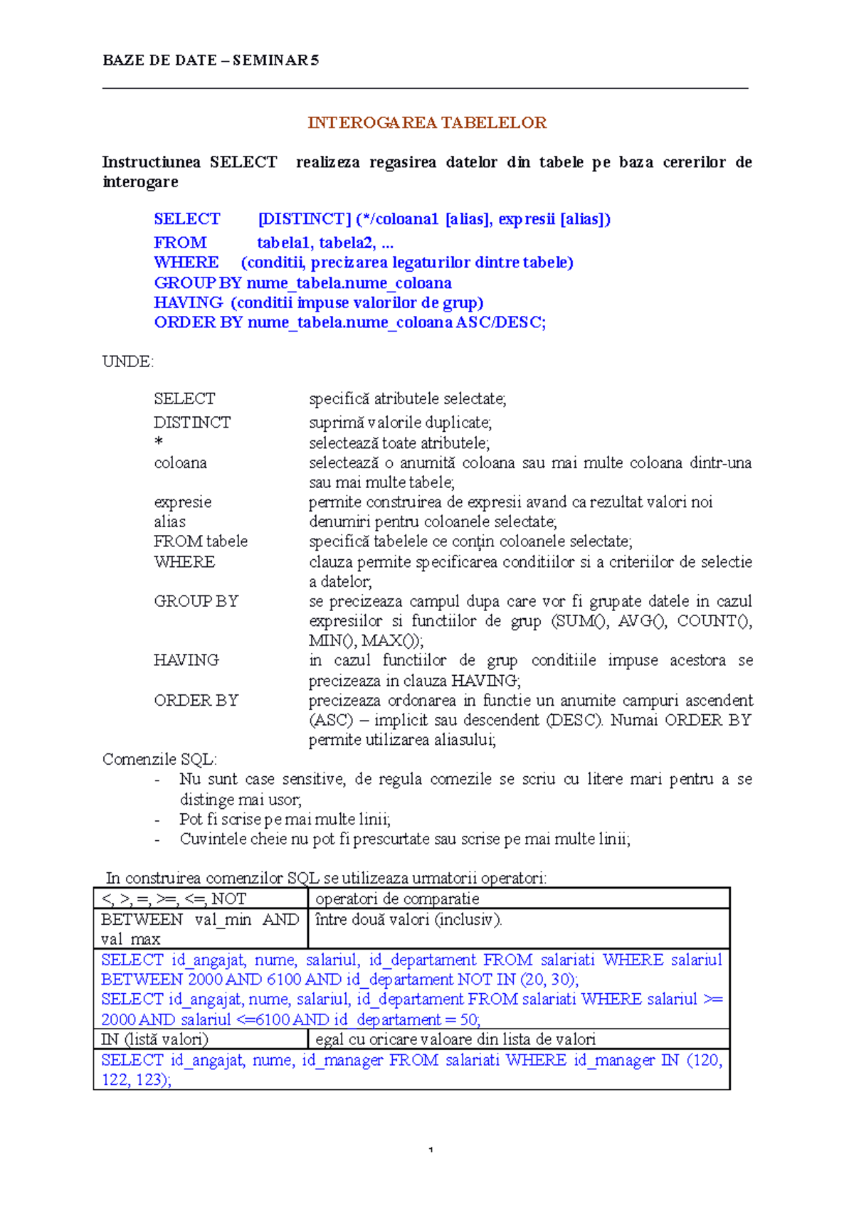 Seminar 5 - Interogari Jonctiuni - - Studocu