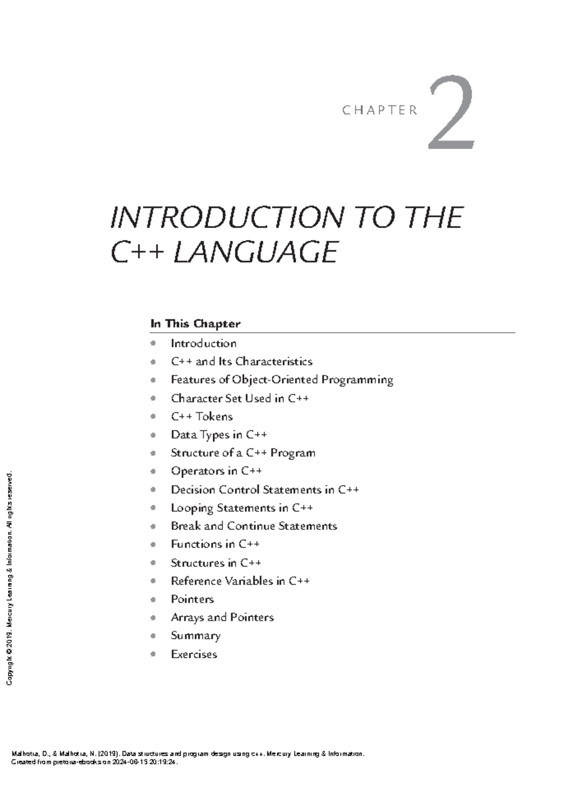 The C++ Language - C H A P T E R 2 In This Chapter Introduction C++ and ...