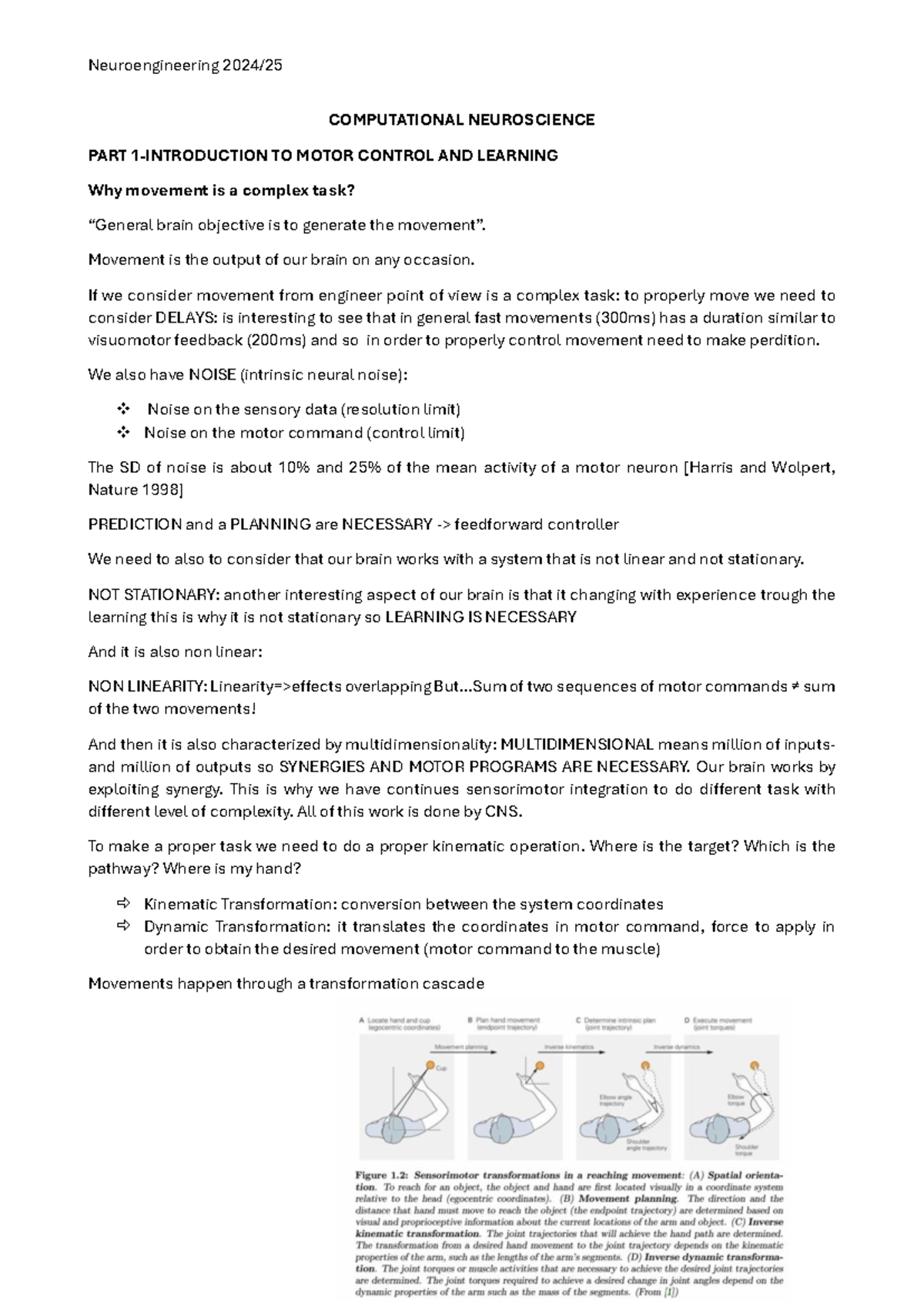 Neuroengineering 2024 LEZIONE 1 - COMPUTATIONAL NEUROSCIENCE PART 1-INTRODUCTION TO MOTOR ...