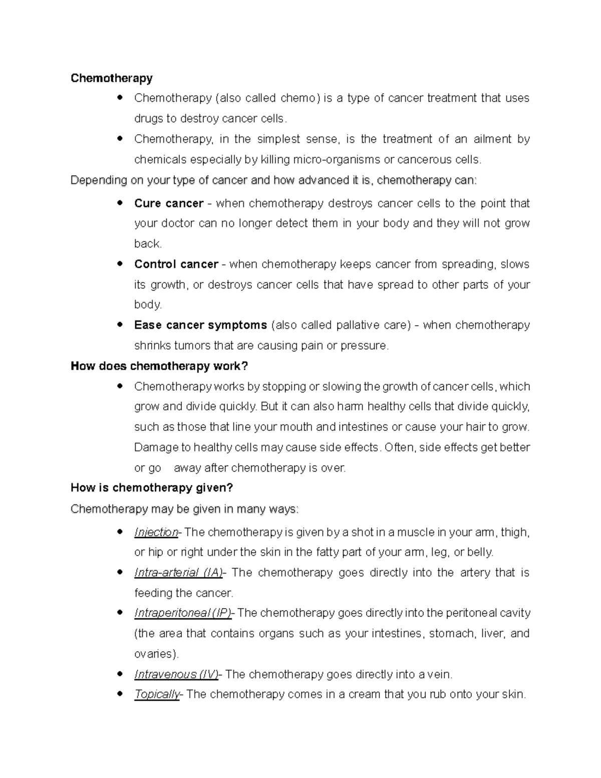 Chemotherapy- Module 9 ( Biochem) - Chemotherapy Chemotherapy (also ...