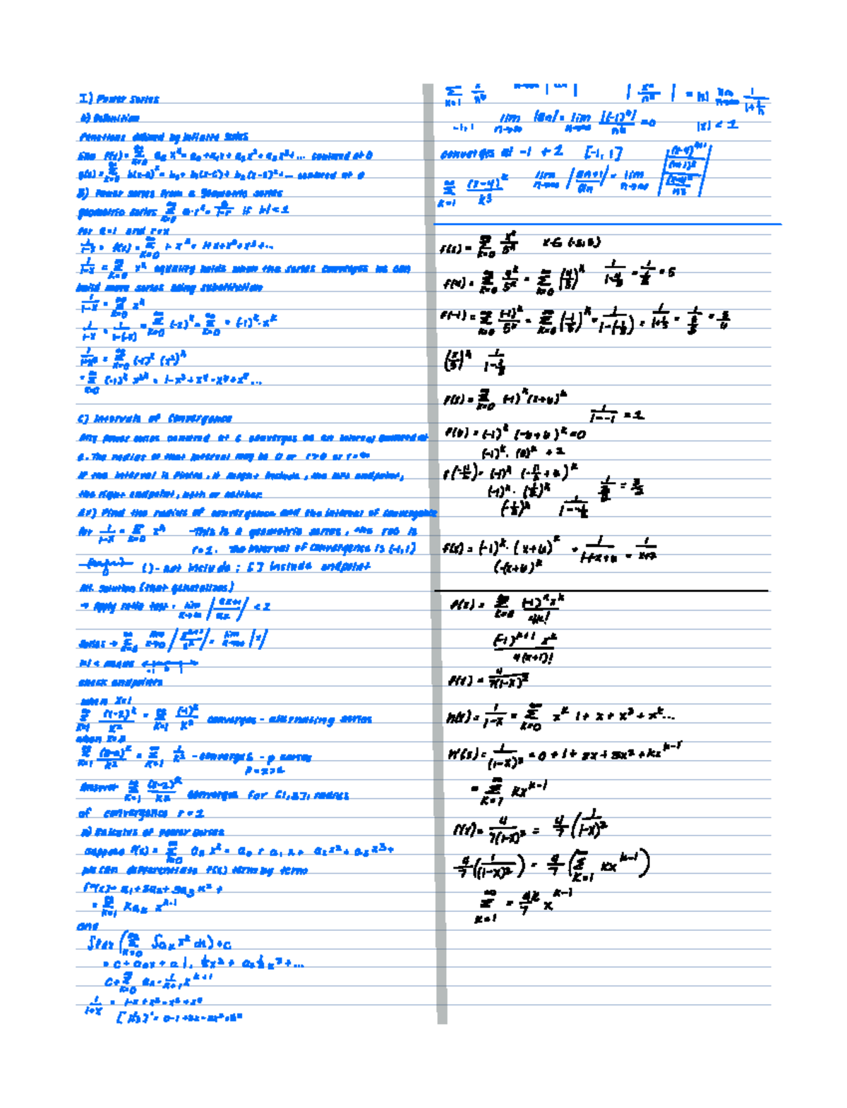 CALC 2 - MAT 1120 calculus 2 notes for power series and Intervals of ...