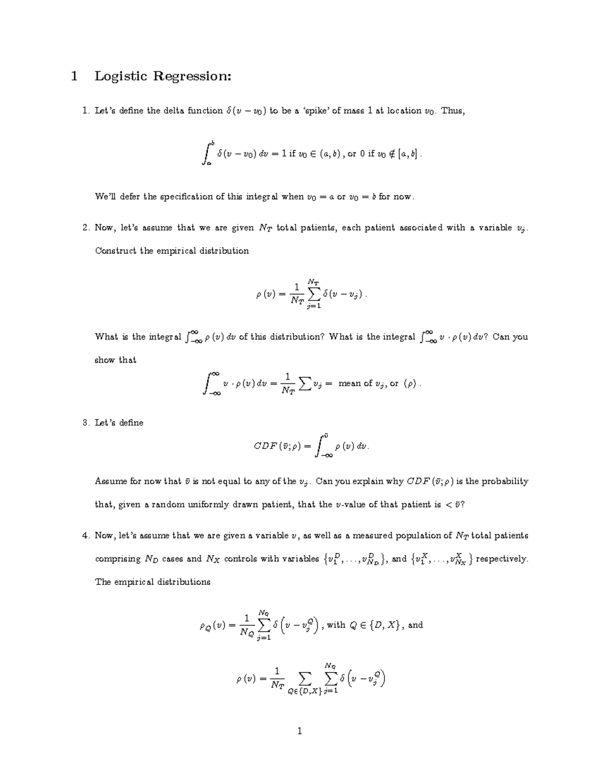 Logistic Regression Notes - 1 Logistic Regression: Letís deÖne the ...