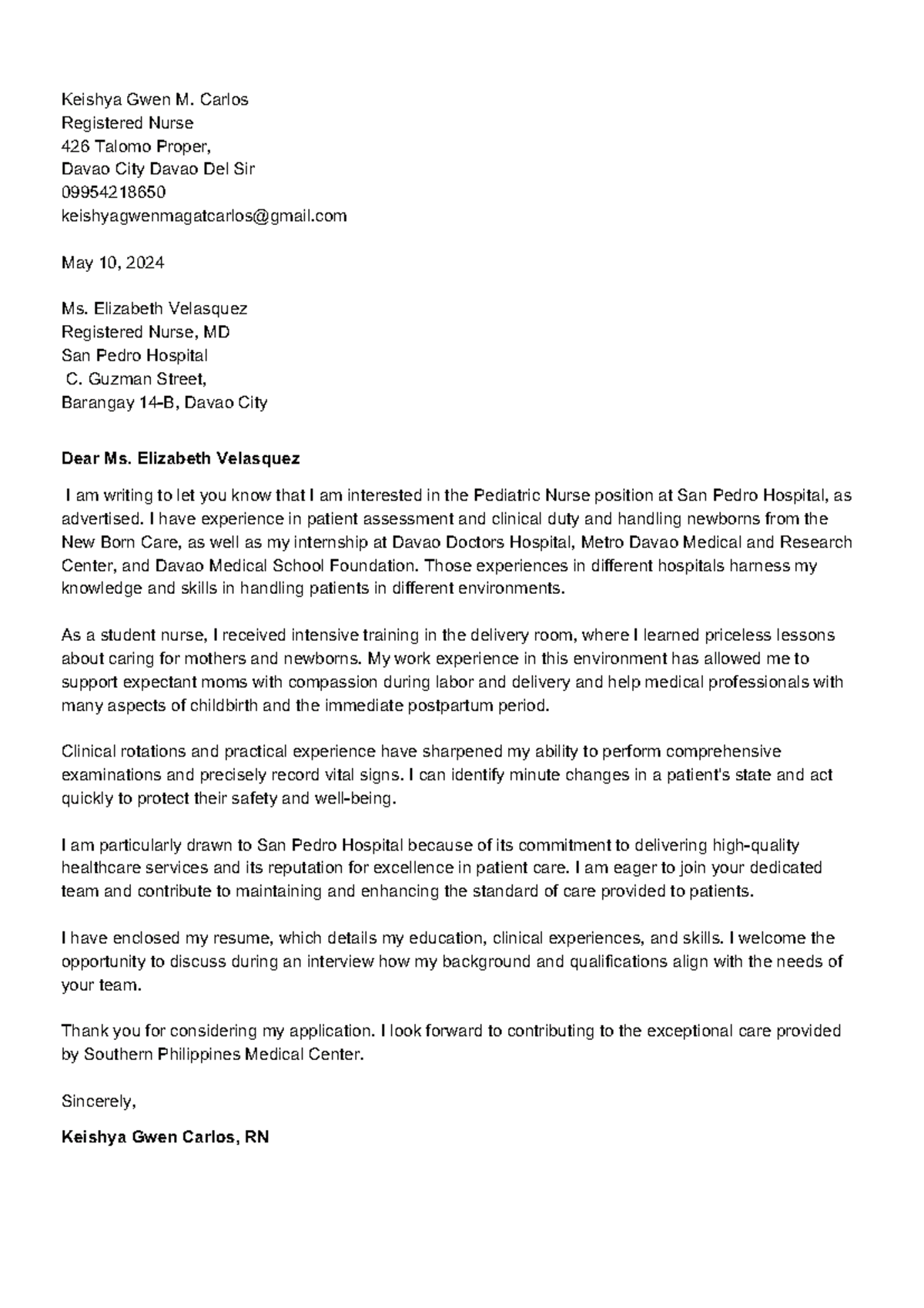 Application Letter Example - I am writing to let you know that I am ...