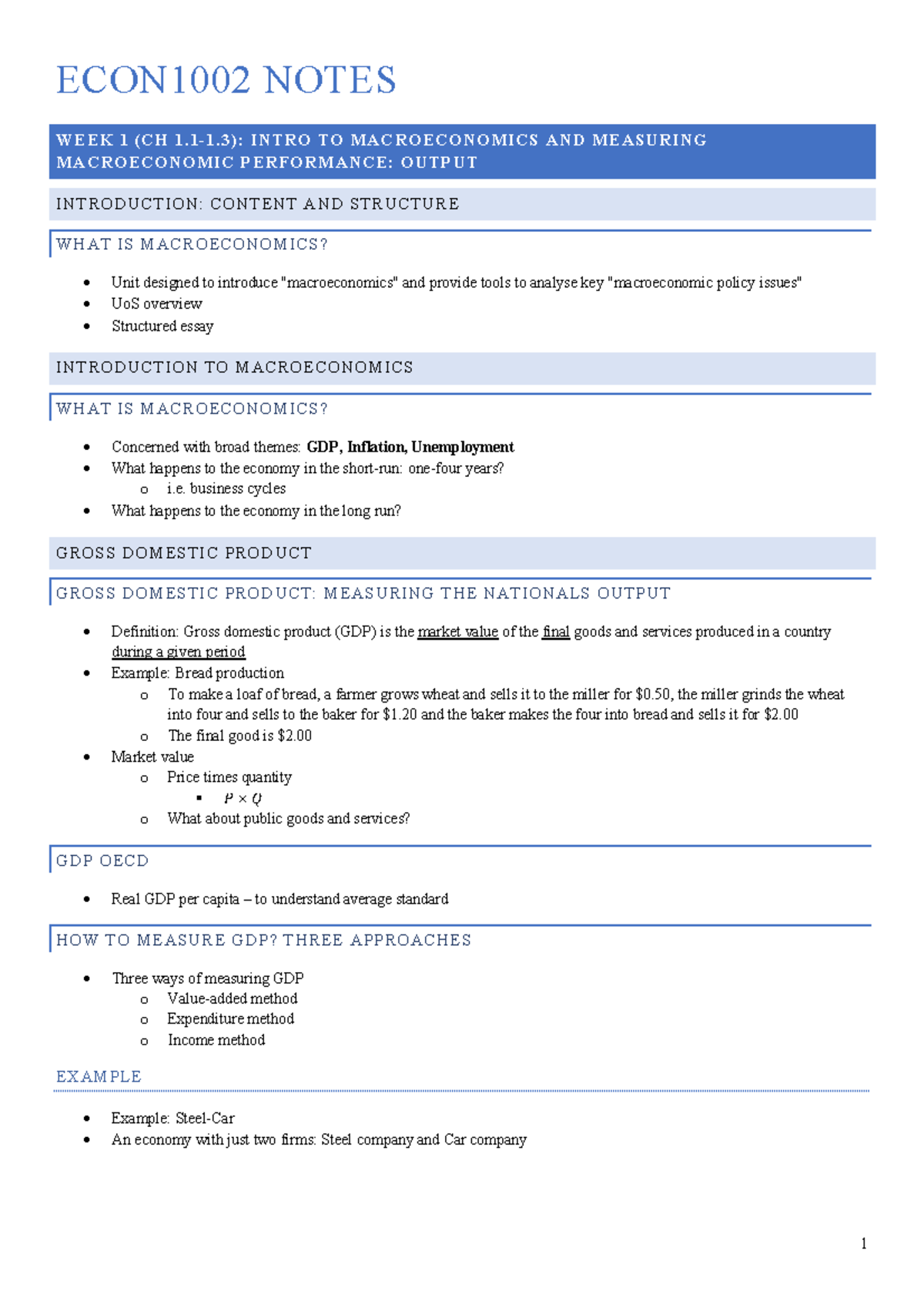 Econ1002 Introductory Macroeconomics Hd Notes Econ1002 Usyd Studocu