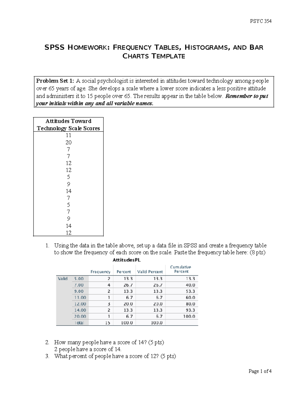 SPSS Homework Frequency Tables, Histograms, and Bar Charts Likos - SPSS HOMEWORK: FREQUENCY ...