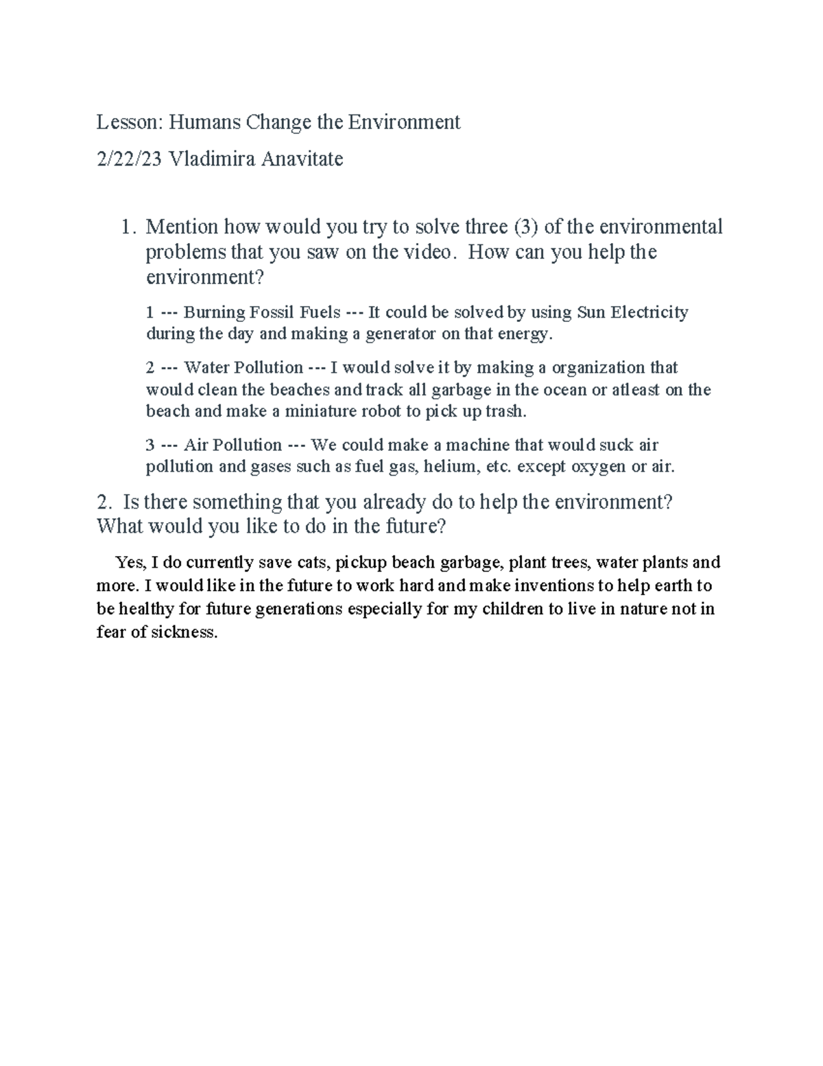 Humans Change the Enviroment Science 2023 - Lesson: Humans Change the ...