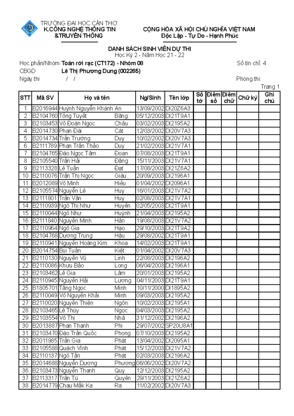 Nhóm 8 - nhóm - TR ̄ÞNG Đ¾I HàC CÀN TH¡ KÔNG NGHỆ THÔNG TIN &TRUYỀN THÔNG CÞNG HÒA XÃ HÞI CHỦ ...