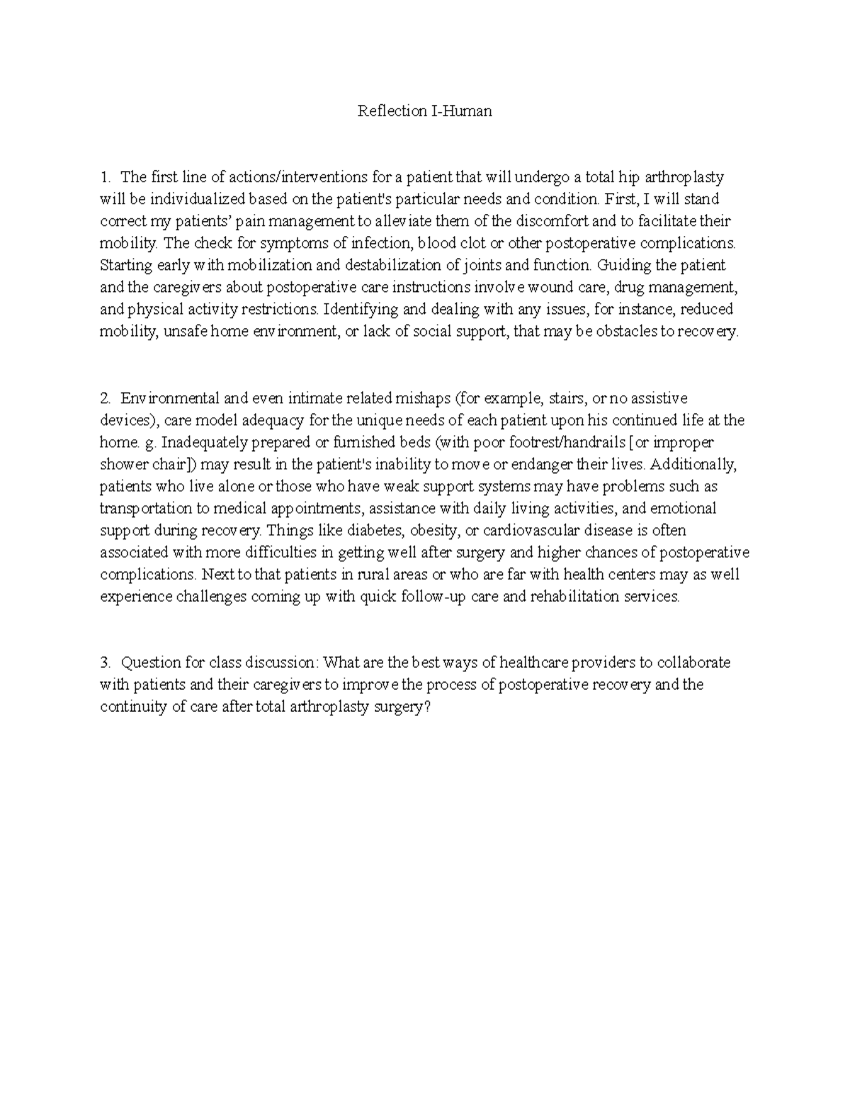 Reflection I-Human - Reflection I-Human The first line of actions ...