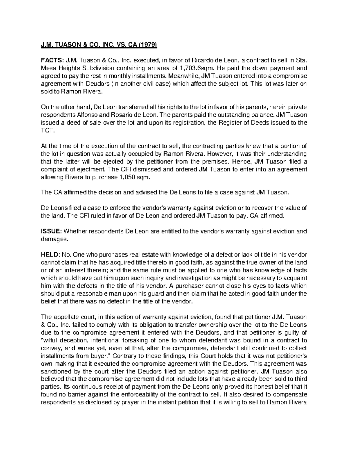 Jm-tuason-vs-ca-case-digest-sales compress - J. TUASON & CO, INC. VS ...