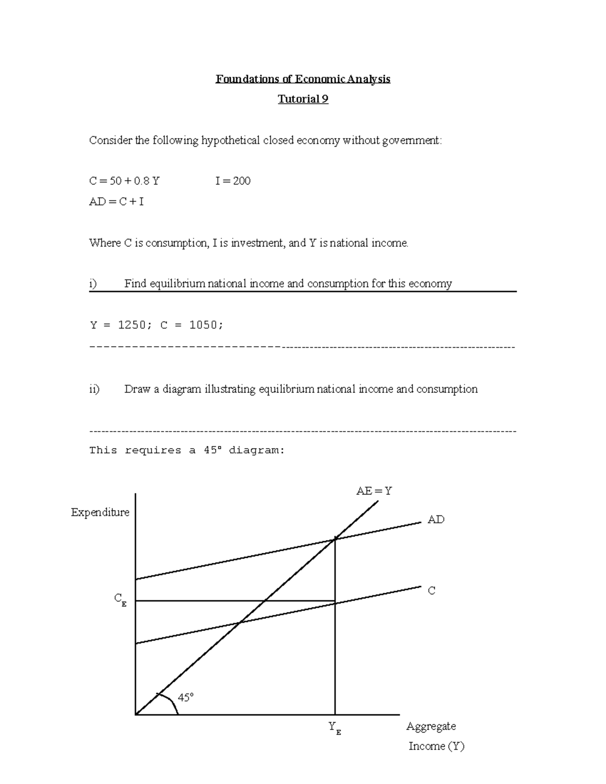 Tutorial 8 Notes - Foundations of Economic Analysis Tutorial 9 Consider ...