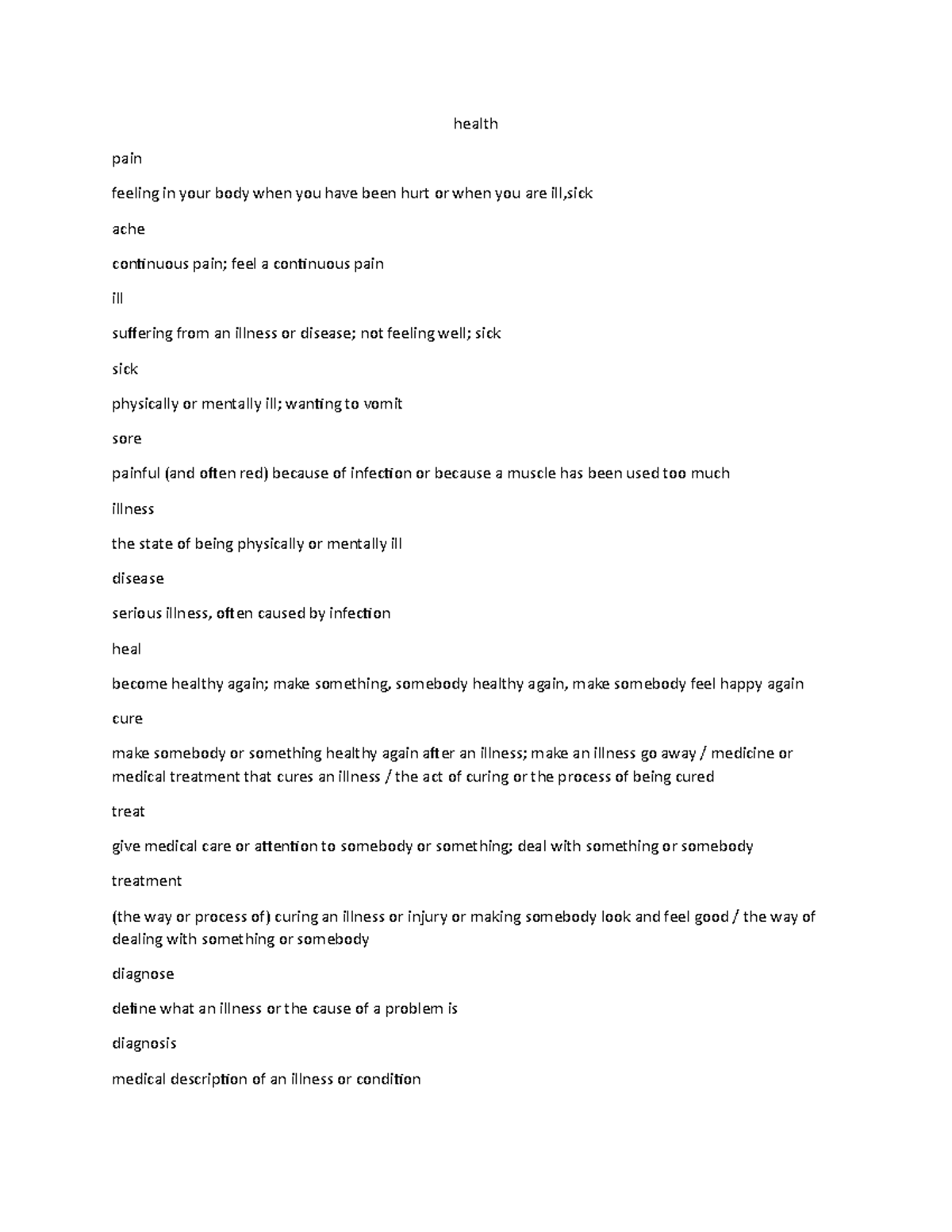 H3 - good notes - health pain feeling in your body when you have been ...