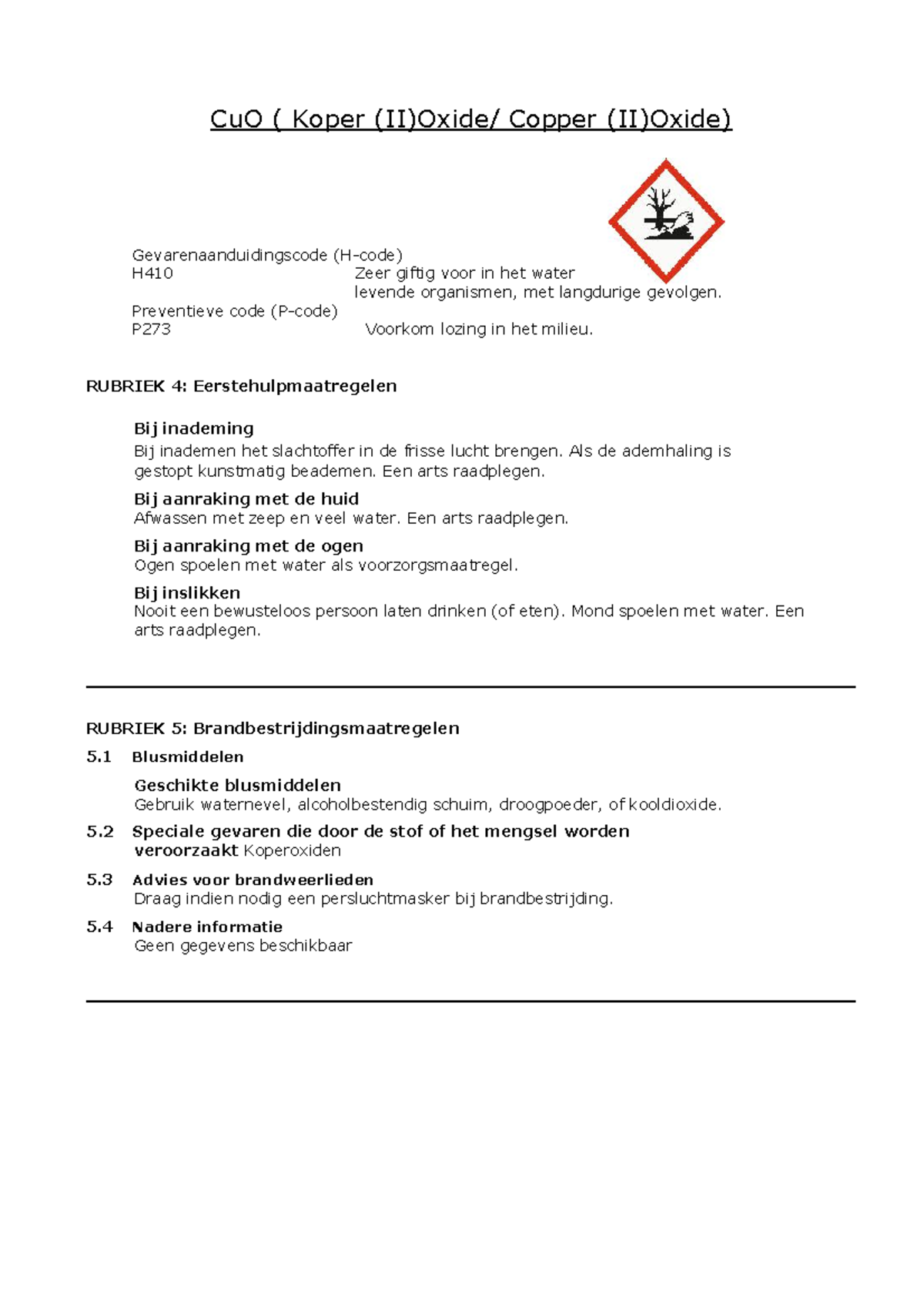 Sds koper(II)oxide Cu O - CuO ( Koper (II)Oxide/ Copper (II)Oxide ...