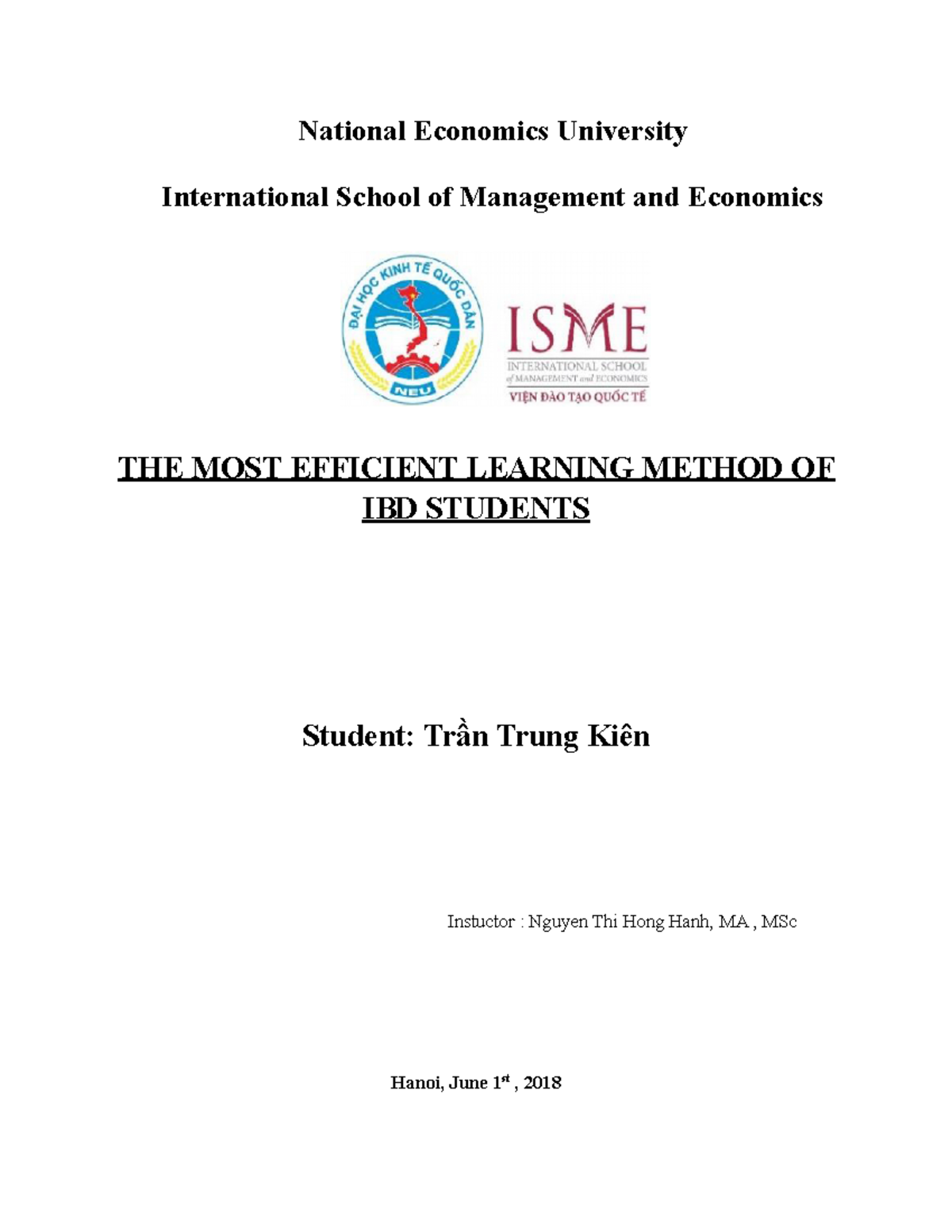 Project-level-4 - Grade: B - National Economics University ...