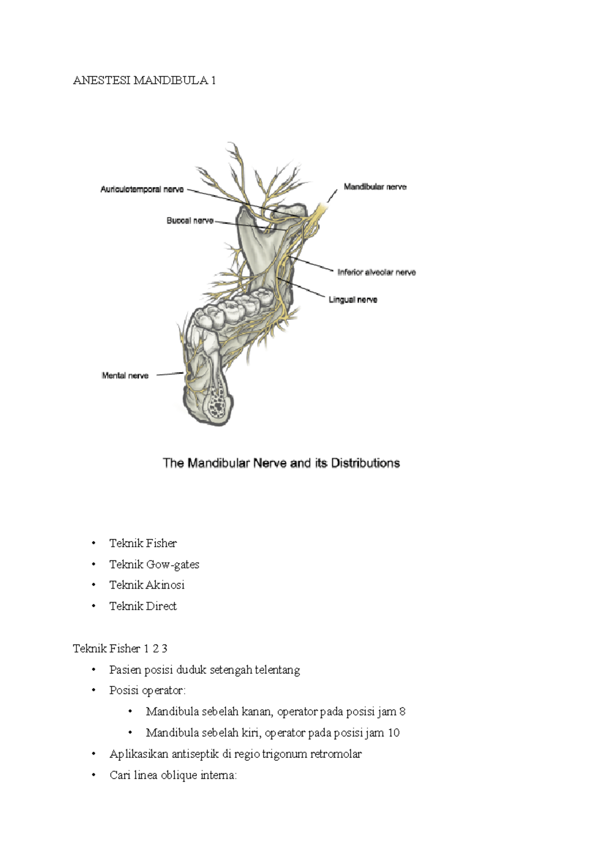 Anestesi Mandibula 1 - ANESTESI MANDIBULA 1 Teknik Fisher Teknik Gow ...