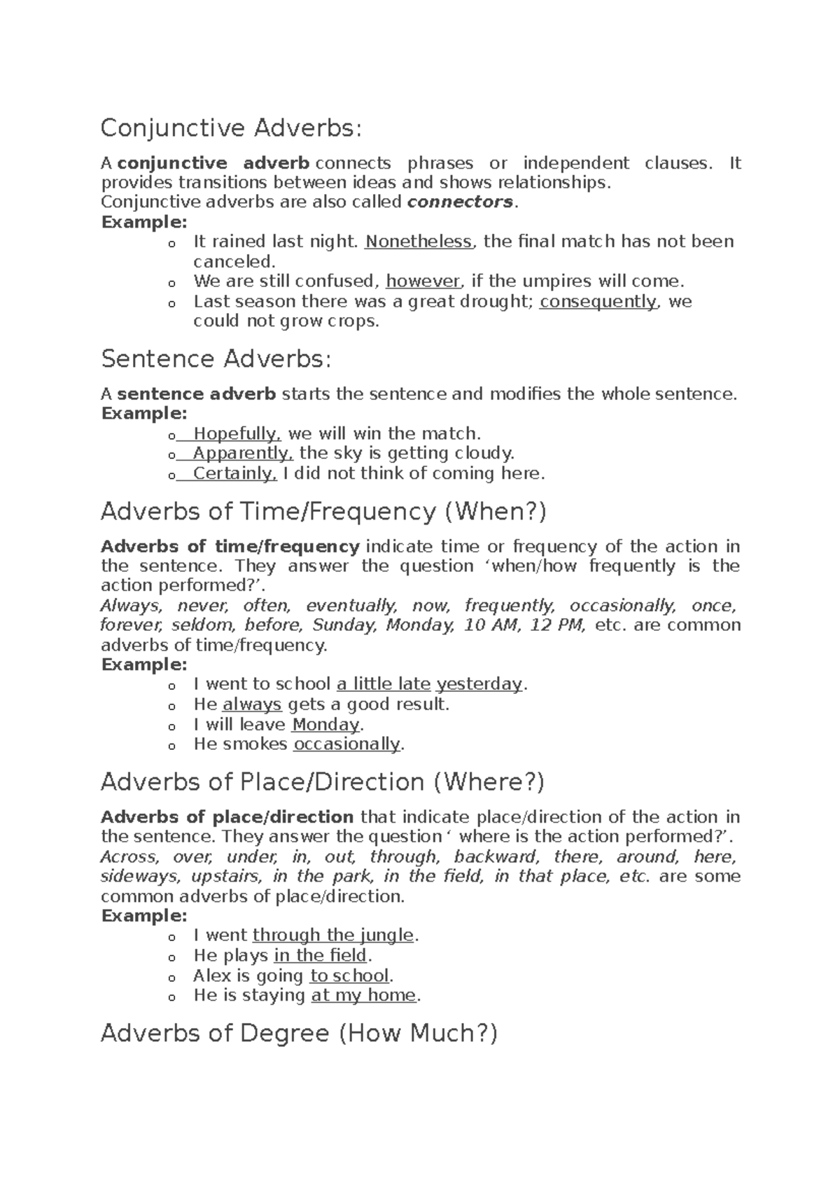 Different types of adverbs explained - Conjunctive Adverbs: A conjunctive adverb connects ...