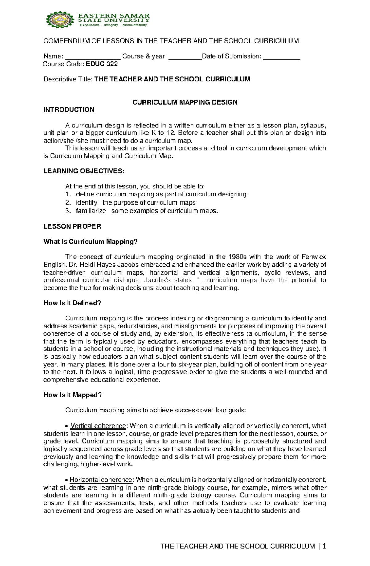 LM 2 The Teacher and the School Curriculum - Name ...