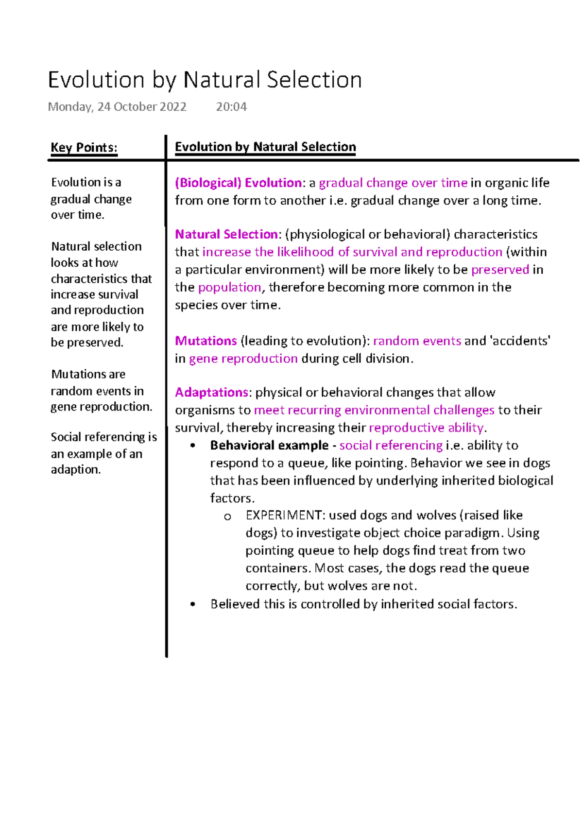 Evolution by Natural Selection - Evolution by Natural Selection ...