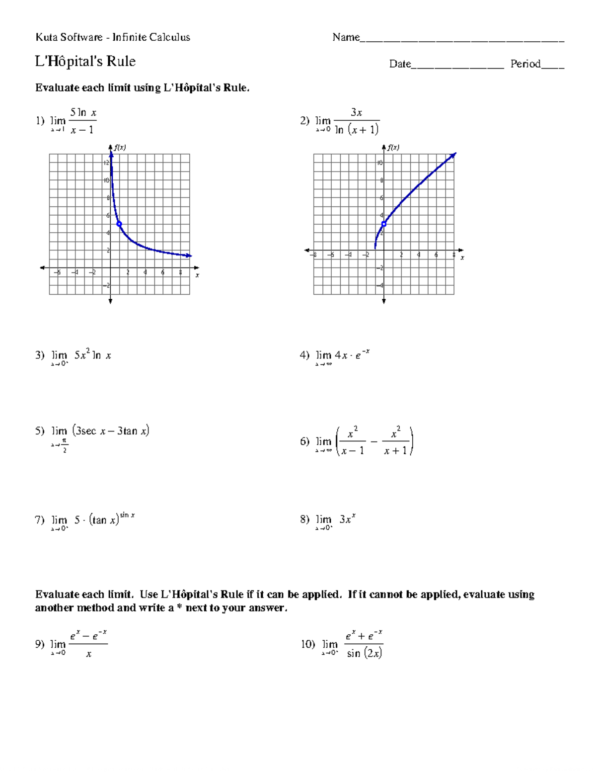 Chapter 3 lesson 6 LHopitals Rule kuta softward - ©t t 2 r 091 r 3 e ...