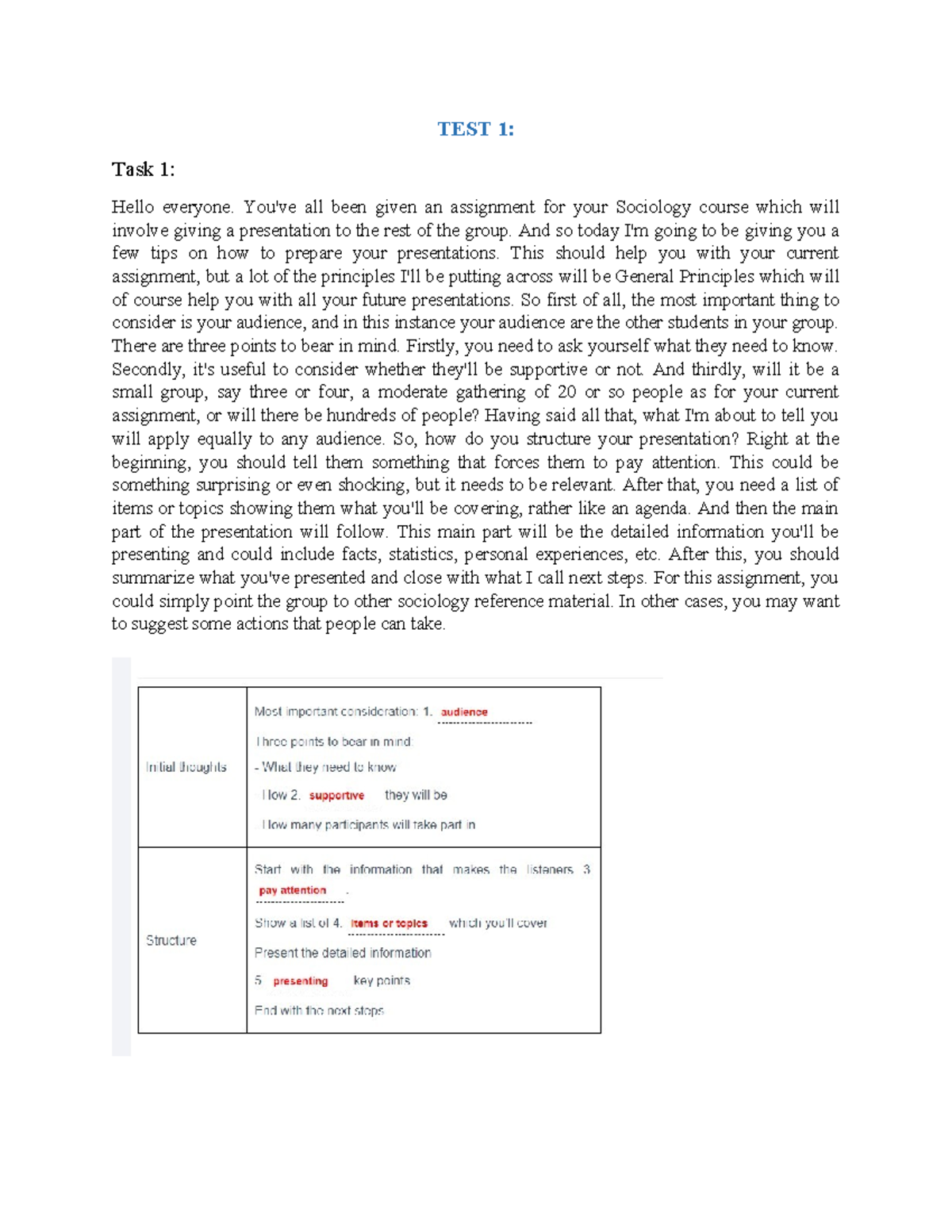 Ls test - file nghe - TEST 1: Task 1: Hello everyone. You've all been ...