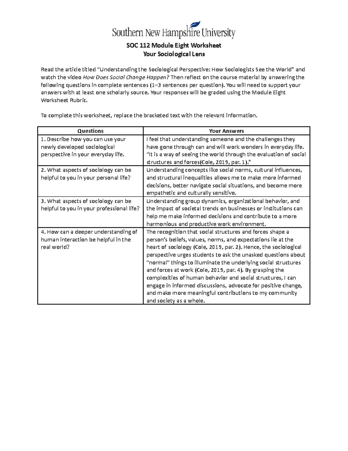 SOC 112 Module Eight Worksheet - SOC 112 Module Eight Worksheet Your ...