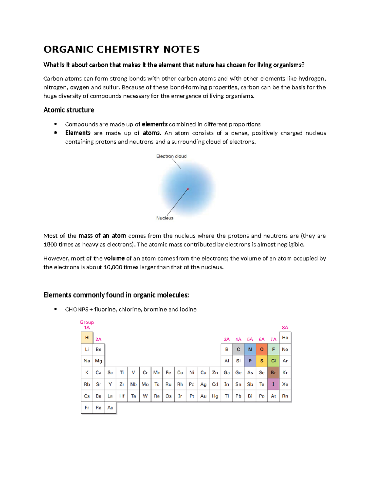 Organic chemistry notes - ORGANIC CHEMISTRY NOTES What is it about ...