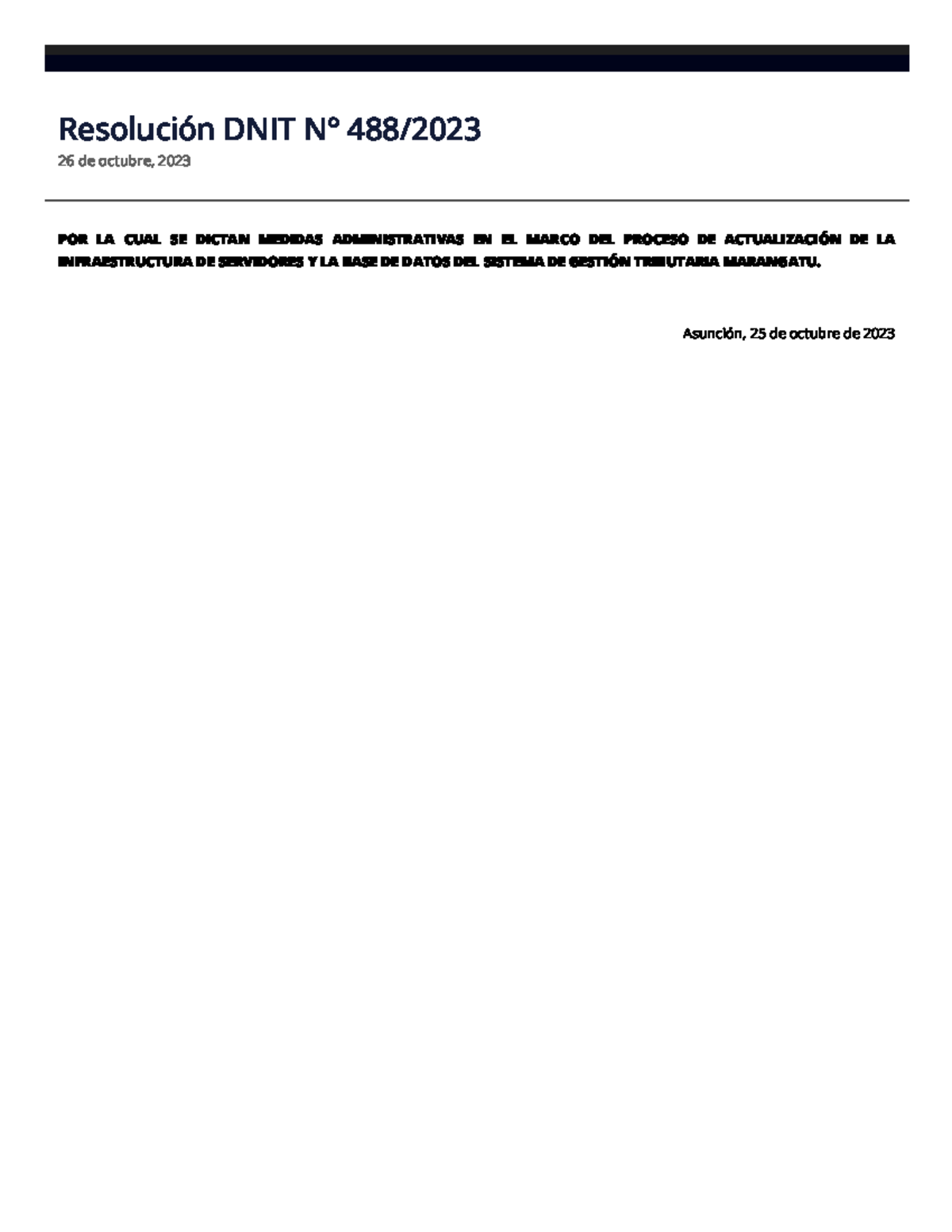 Resolución DNIT N° 488 2023 - Portal Institucional - Dirección Nacional ...