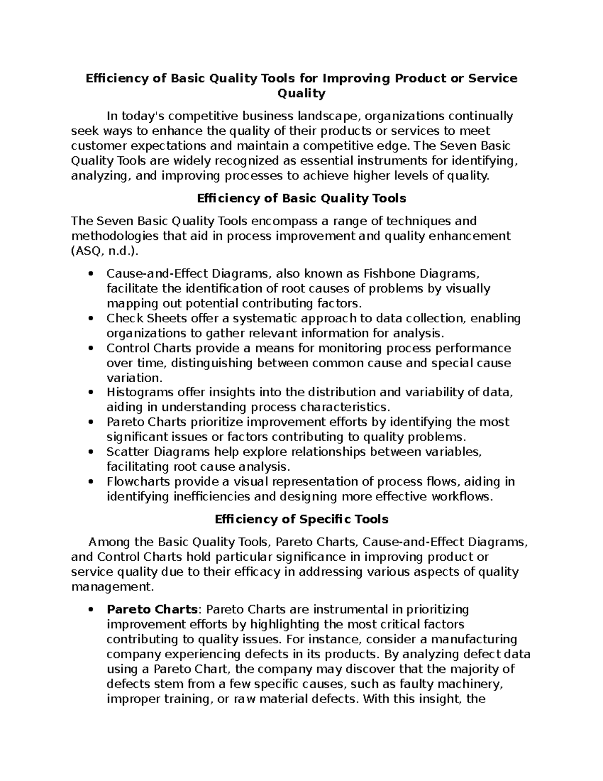 DF 4 Quality Tools - Efficiency of Basic Quality Tools for Improving ...